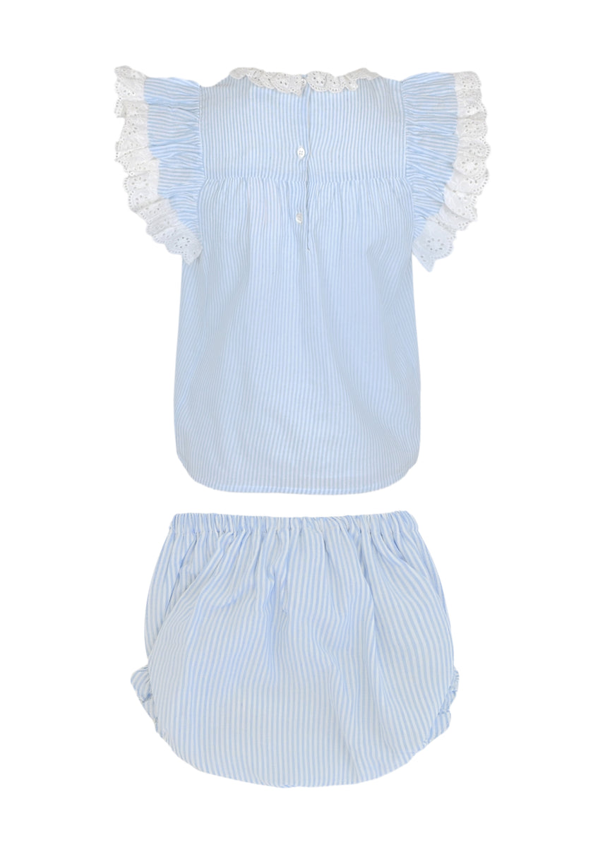 Vicky Baby Dress and Bloomer Blue