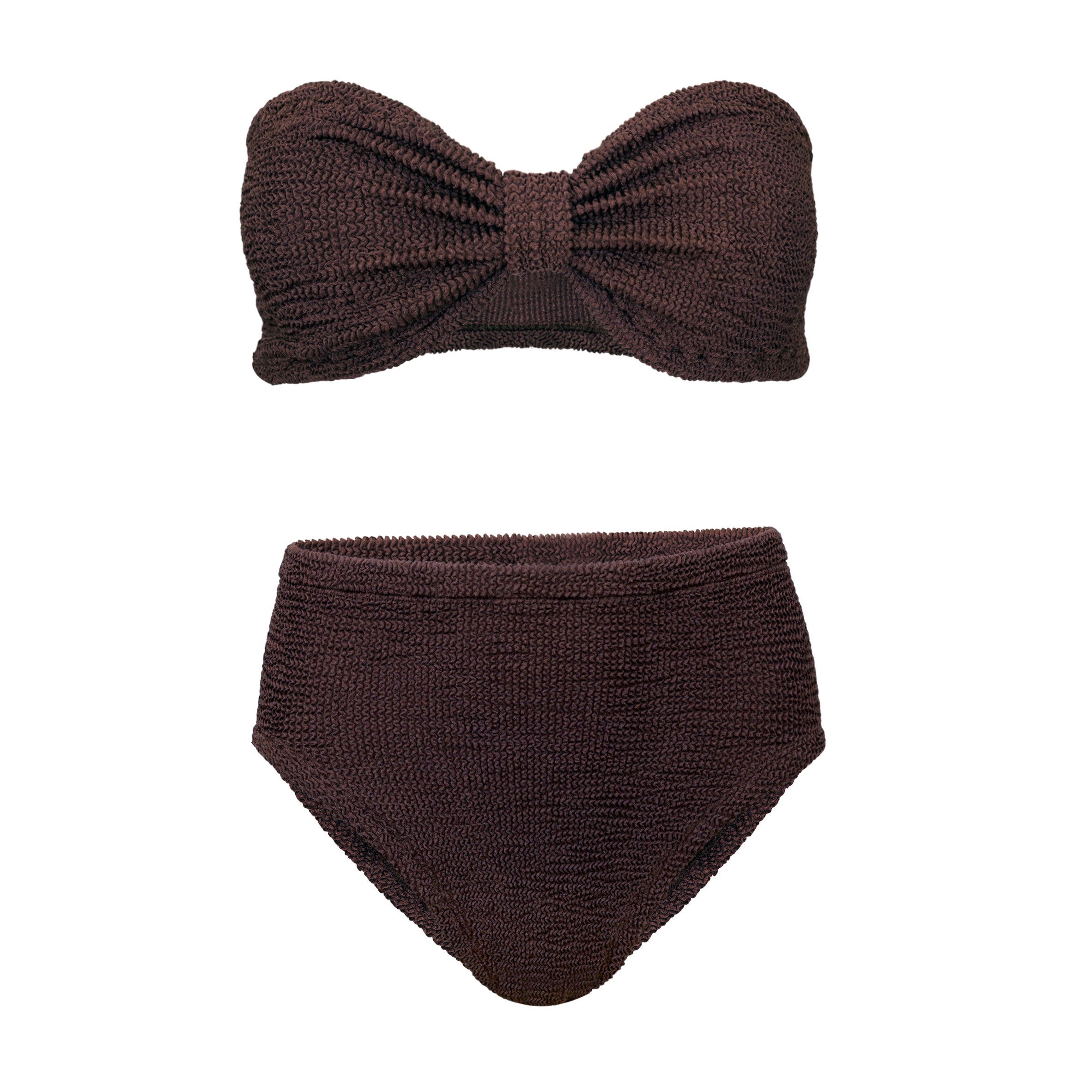 Bandeau Bikini Set in Brown | Hunza G High Waisted Bikini Set