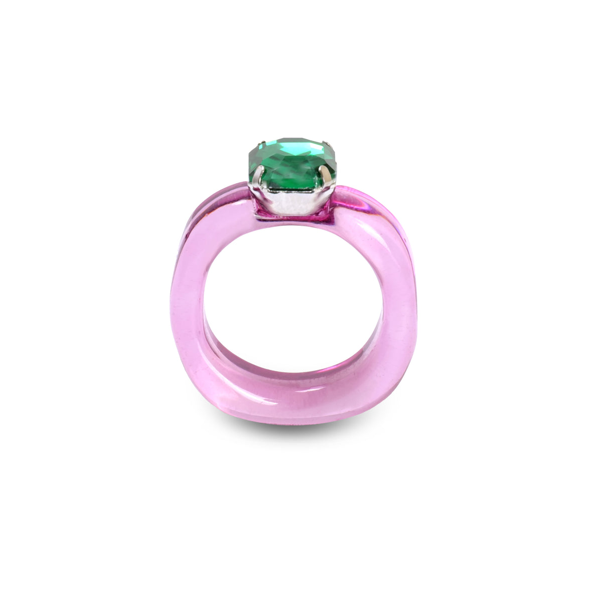 Candy Gemstone Acrylic Ring Rose Pink/Green Stone