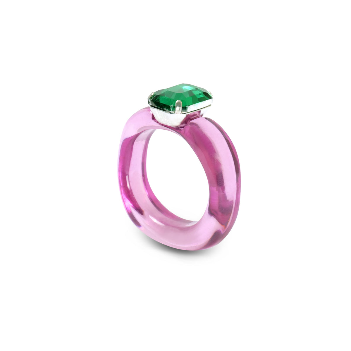 Candy Gemstone Acrylic Ring Rose Pink/Green Stone