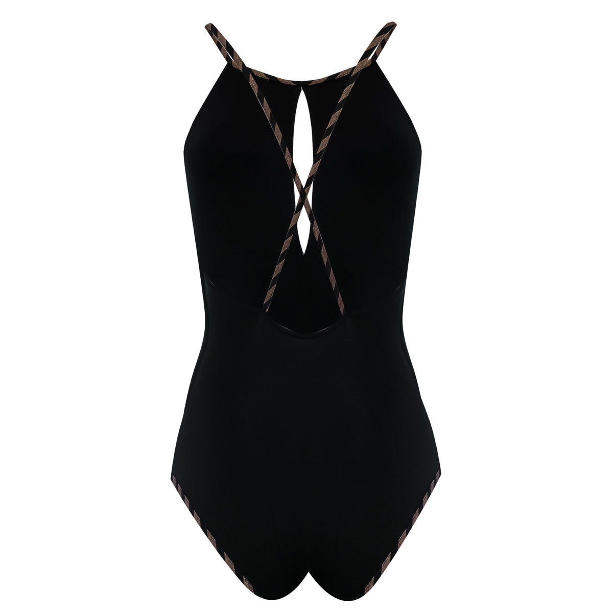 Keyhole Swimsuit in Black/Gold | Low Back Women’s Swimwear