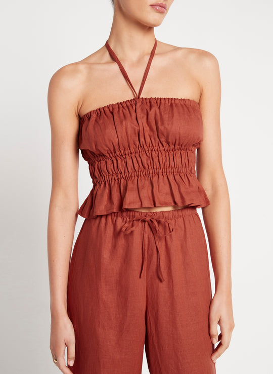 Halter Crop Top | Halter Neck Tie Top | Linen Halter Neck Top