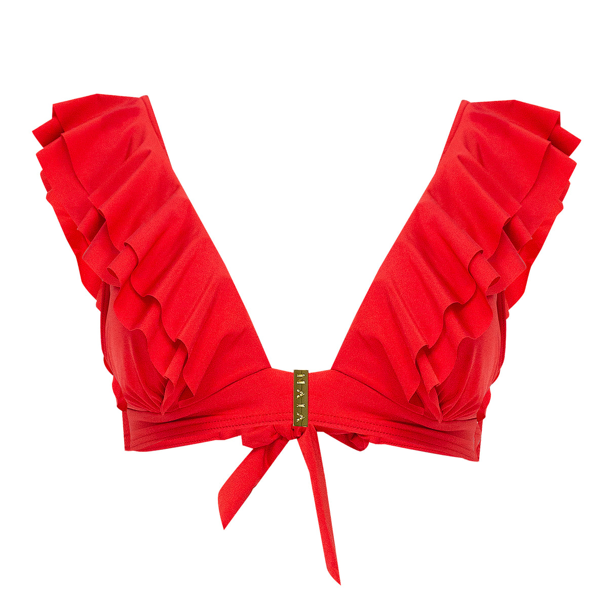 Frill Bikini Top in Red | Red Ruffle Bikini Top | Self Tie Bikini Top