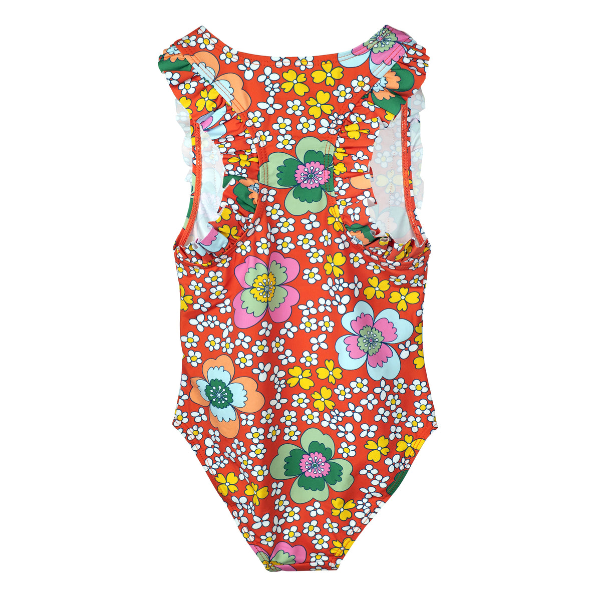 Girls Red One Piece Swimsuit Floral Print | Floral One Piece Swimsuit